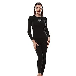 Everlast Womens Base Layer Set - Warm Underlayer Pants & Shirt - Cold Weather - Body Winter Gear Long Underwear & Pajamas (Black, Large)