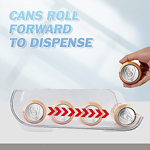 PSNSPOEL Expandable Soda Can Organizer, Drink Beverage Refrigerator Holder Dispenser Bin for Fridge, Freezer, Cabinets, Countertop, Pantry - Clear Plastic Kitchen Canned Food Storage