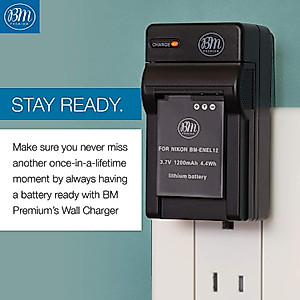 BM Premium EN-EL12 Battery and Charger for Nikon Coolpix A1000 B600 W300 A900 AW100 AW110 AW120 AW130 S6300 S8100 S8200 S9050 S9200 S9300 S9400 S9500 S9700 S9900 P310 P330 P340 KeyMission 170, 360