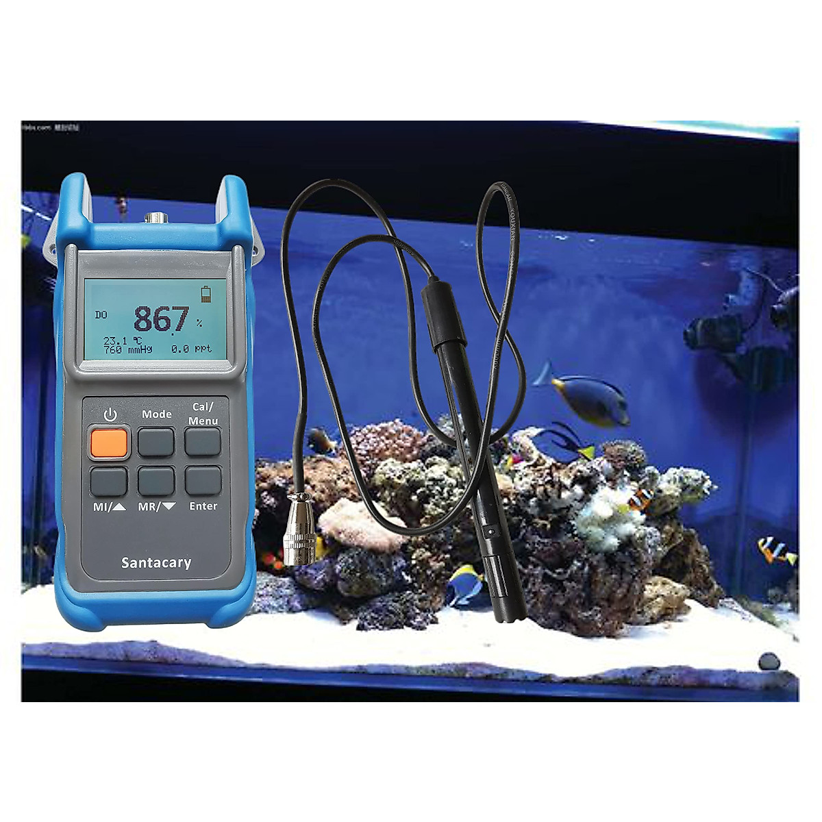 Portable Dissolved Oxygen DO Meter Handheld Water Quality Tester with 2 Point Manual Calibration, 0.0-50.0 mg/L, 0.1 mg/L Resolution