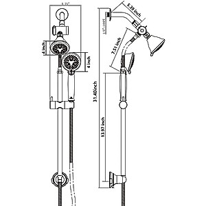 High Pressure Shower Heads with handheld Combo Brushed Nickel HOMELODY Dual Shower Head 5-Setting 4” Showerheads & Handheld Showers with 304 Stainless Steel Shower Slide Bar and 60” Shower Hose