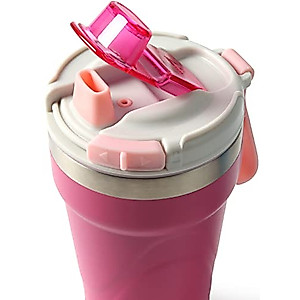 Arctic Zone 16oz Vacuum Insulated Triple-Layer Stainless Steel Super Chug Tumbler Travel Bottle, Pink