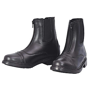 TuffRider Ladies Starter Front Zip Paddock Boots with FREE Assorted Striped Socks | Women's Horse Riding Equestrian Boots - Black -Size 7
