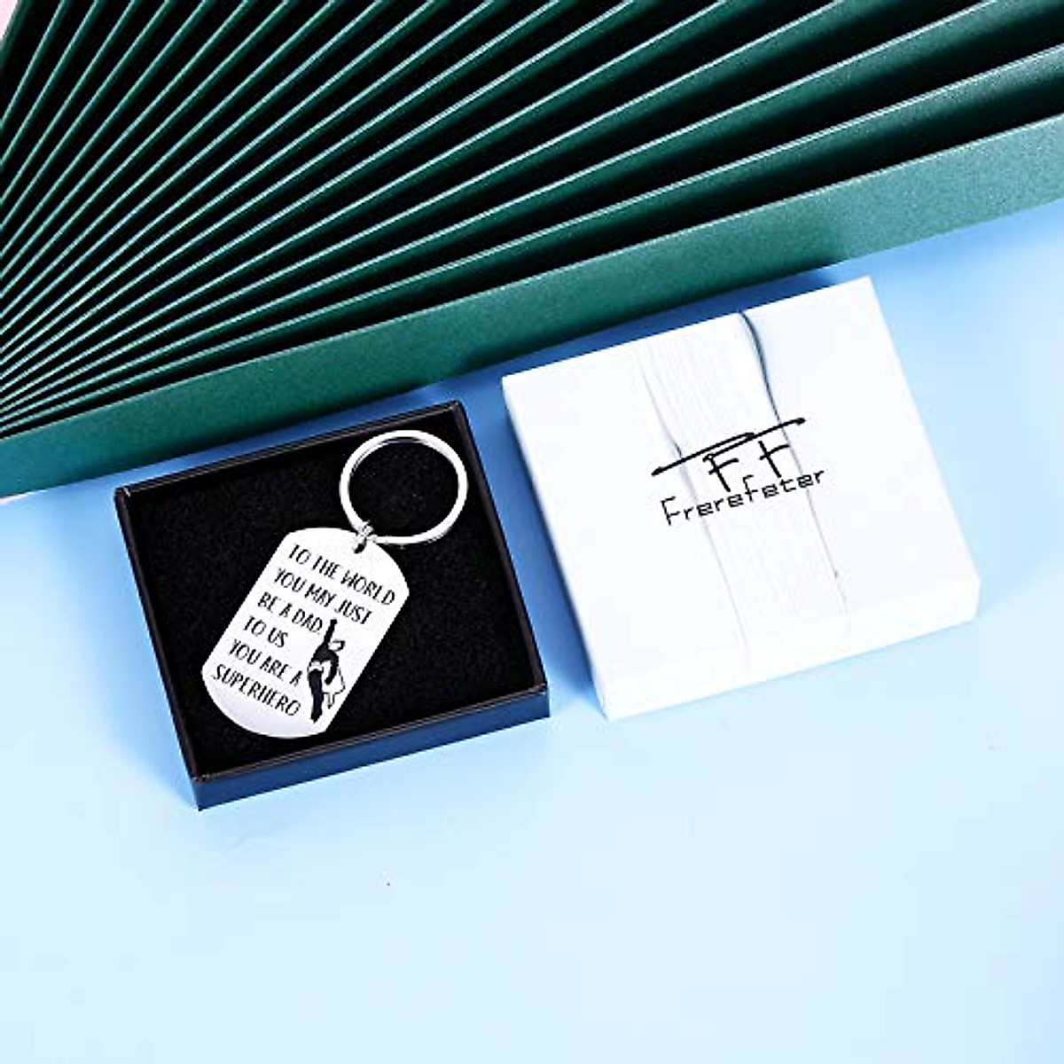 Dad Keychain Fathers Day Gifs for Dad from Daughter Son Wife Birthday Christmas Git for Step Dad New Dad Daddy Valentines Day Family Gif for Men Him Daddy Thanksgiving Superhero Present to Papa