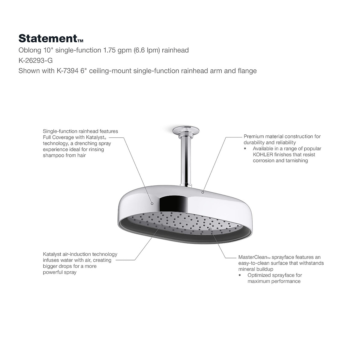 STATEMENT™ 1F 12" OBLG RAINHEAD G