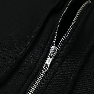 Women's Zip Up Hoodie Long Sleeve Fall Oversized Sweatshirts Casual Drawstring Y2K Hoodies Jacket With Pocket Large Black