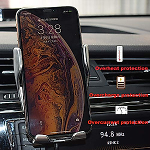Survival-Pax Co. Smart Sensor Wireless Car Charger Mount, Automatic Clamping QC/QI 10W Fast Charging Car Charger Holder Compatible with iPhone 11/Xs/Xs Max/XR/X,Samsung Note 9/S9/ S9+/S8 etc (Sliver)