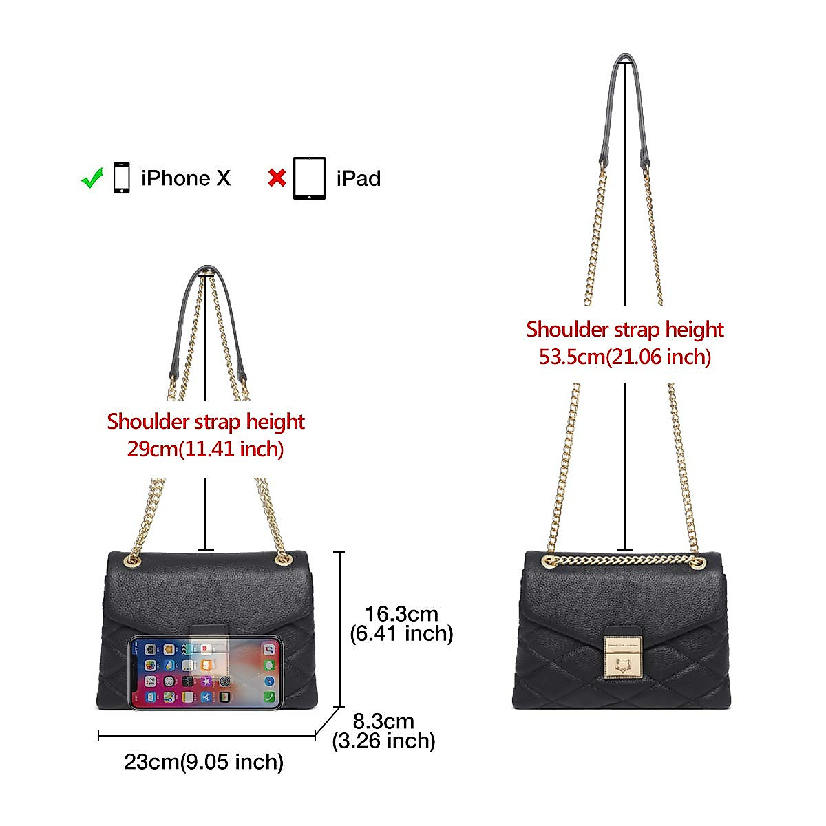 Leather Crossbody Bags for Women, Ladies Top-handle Bags with Shoulder Strap (black)