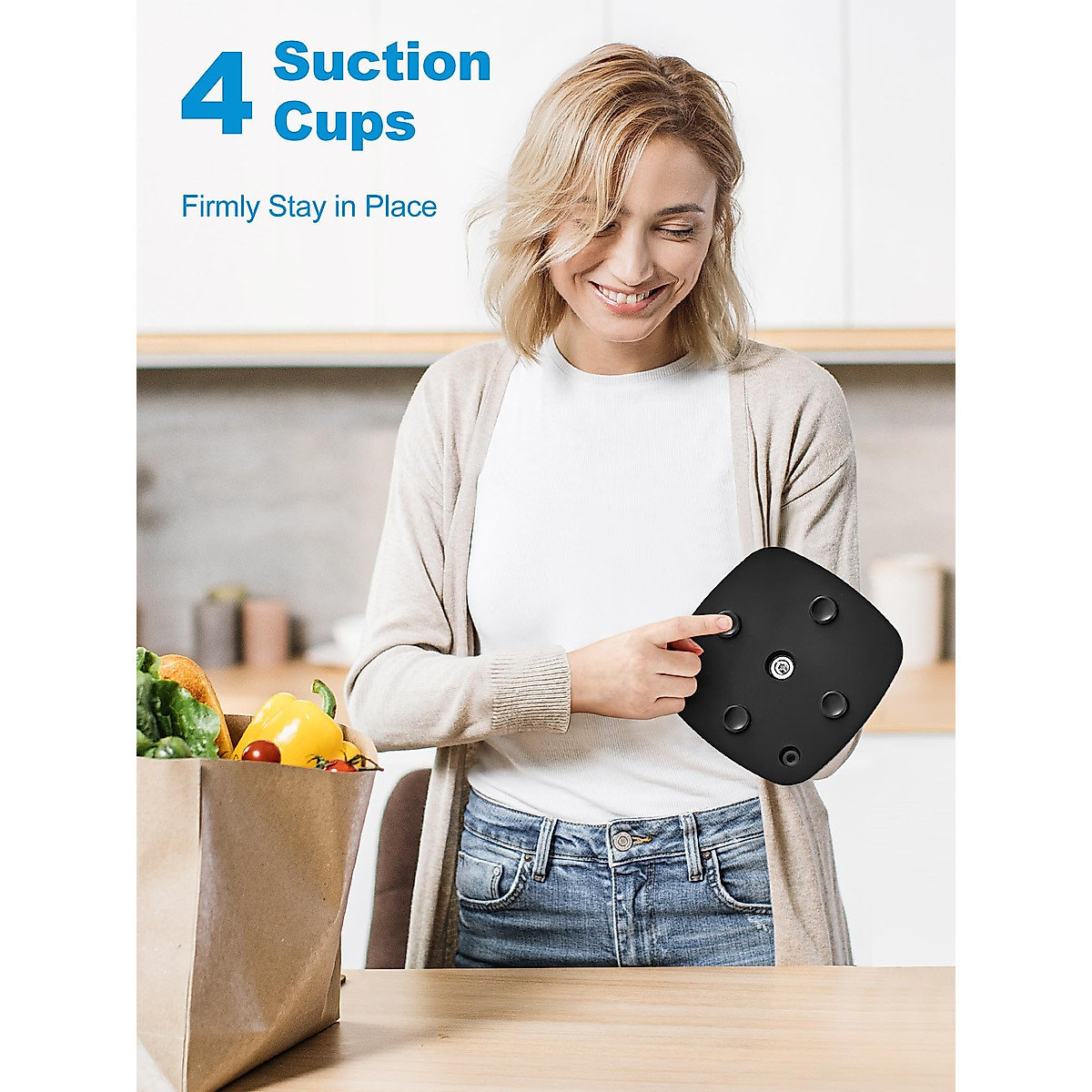 SMARTAKE Paper Towel Holder for Countertop, Standing Kitchen Roll Holder with Suction Cups, Non-Slip Paper Towel Stand, Stainless Steel, Weighted Base, for Kitchen Bathroom, Square Base (Silver)