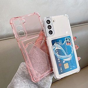 Tuokiou for Samsung Galaxy S22 Plus 5g Cases, Clear Protective Card Slot Case, Slim Fit Anti-Fall Soft TPU Wallet Case with Bumper,Cute Card Holder Pocket Case for Galaxy S22 Plus 6.6 inch (Black)