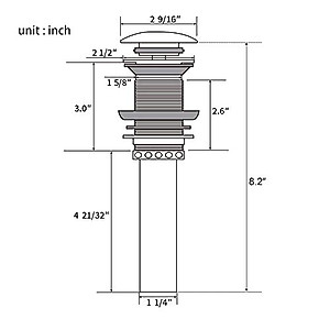 HOMELODY Vessel Sink Drain, 1 5/8" Bathroom Sink Drain with Removable Brass Strainer Basket, Anti-clogging Pop Up Drain Stopper Brushed Nickel without Overflow, HL8018ABN
