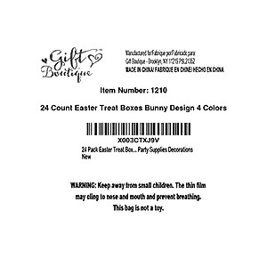 24 Pack Easter Treat Boxes Bunny Cardboard Favor Boxes with Handle Bunnies Rabbit Ears Basket Containers Candy Cookie Goody Gift Box Holder for Spring Kids School Classroom Party Supplies Decorations