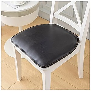 GYL-JL 1/2/4 Packs Leather Dining Chair Cushion Horseshoe Durable Soft Seat Cushion, Non-Slip Kitchen Chair Pad with Machine Washable Cover ( Color : Black , Size : Set of 4 )