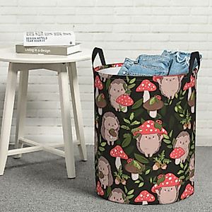 KiuLoam Cute Baby Hedgehog And Mushrooms 19.6 Inches Large Storage Basket Collapsible Organizer Bin Laundry Hamper for Nursery Clothes Toys