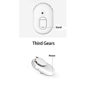 Mini Portable Handheld Personal Neck lace Travel Fans. Rechargable USB Battery Hand Held Operated. 3 Level Speed Fan. Small Electric Powered Mobile Face, Body Cooling Hands free Neck fan. (WHITE)