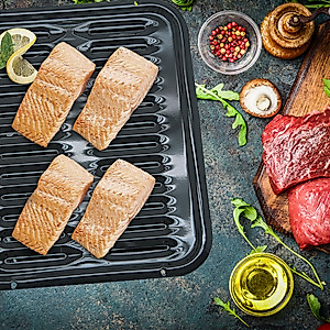 Range Kleen Broiler Pans for Ovens - BP102X 2 Pc Black Porcelain Coated Steel Oven Broiler Pan with Rack 16 x 12.75 x 1.75 Inches (Black)