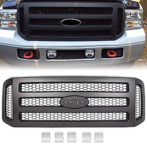 JMTAAT Black Paintable Grille Compatible With 05-07 Ford Excursion F-250 F-350 F-450 F-550 Super Duty Conversion Grill (Without Emblem)