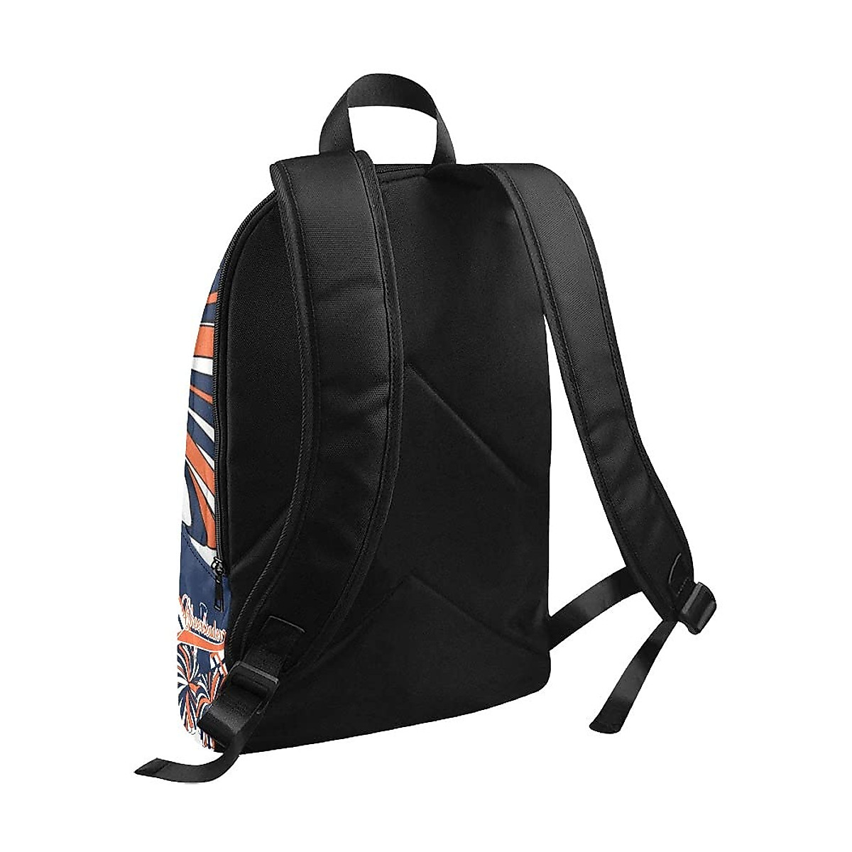 CUXWEOT Personalized Cheer Navy Blue Orange Cheerleader Backpack with Name Custom Travel Bag for women Men