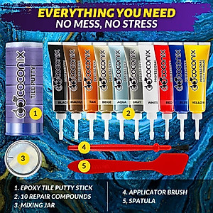 Tile & Bathtub Repair Kit with Epoxy Putty Stick – Fix Cracked Porcelain, Ceramic, Fiberglass, Stone, Super Strong Adhesion, Color Match for Floors & Walls, Fast-Drying, Seamless, Durable Repair