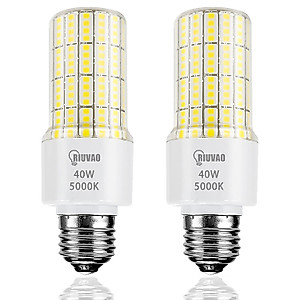 Led Light Bulbs 300W Equivalent Super Bright 5000Lm 5000K Cool Daylight White Led Bulb E26/E27 Medium Base 40w Waterproof Led Corn Light Bulb for Outdoor Indoor Lamp Bedroom Office Garage-2 Pack.