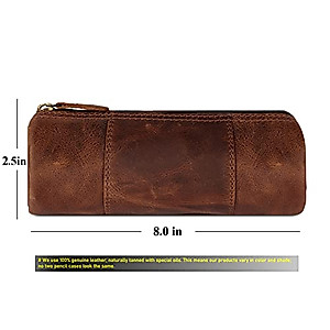 The Antiq Make-up Pouch, Leather Zipper Pouch, Leather Pencil Case, Marker Pouch