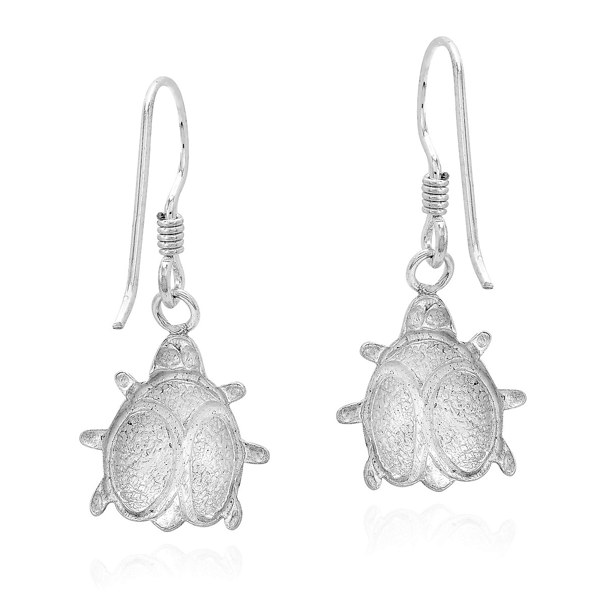 Adorable Little Red Lady Bug .925 Sterling Silver Dangle Earrings | Earrings for Women Sterling Silver | Red Earrings for Women Dangle