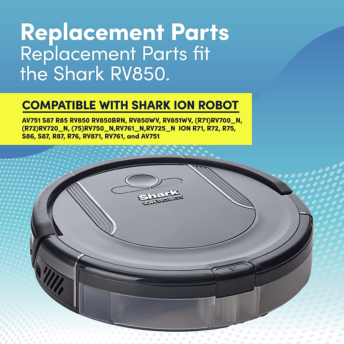 Veva Filter for Shark Ion – Shark Vacuum Filter Replacement for AV751, R85, RV850, RV851WV, R71, R72, R75, S86, S87, R87, R76, RV871, and RV761-2 HEPA Filters, 1 Main Brush & 6 Side Brushes
