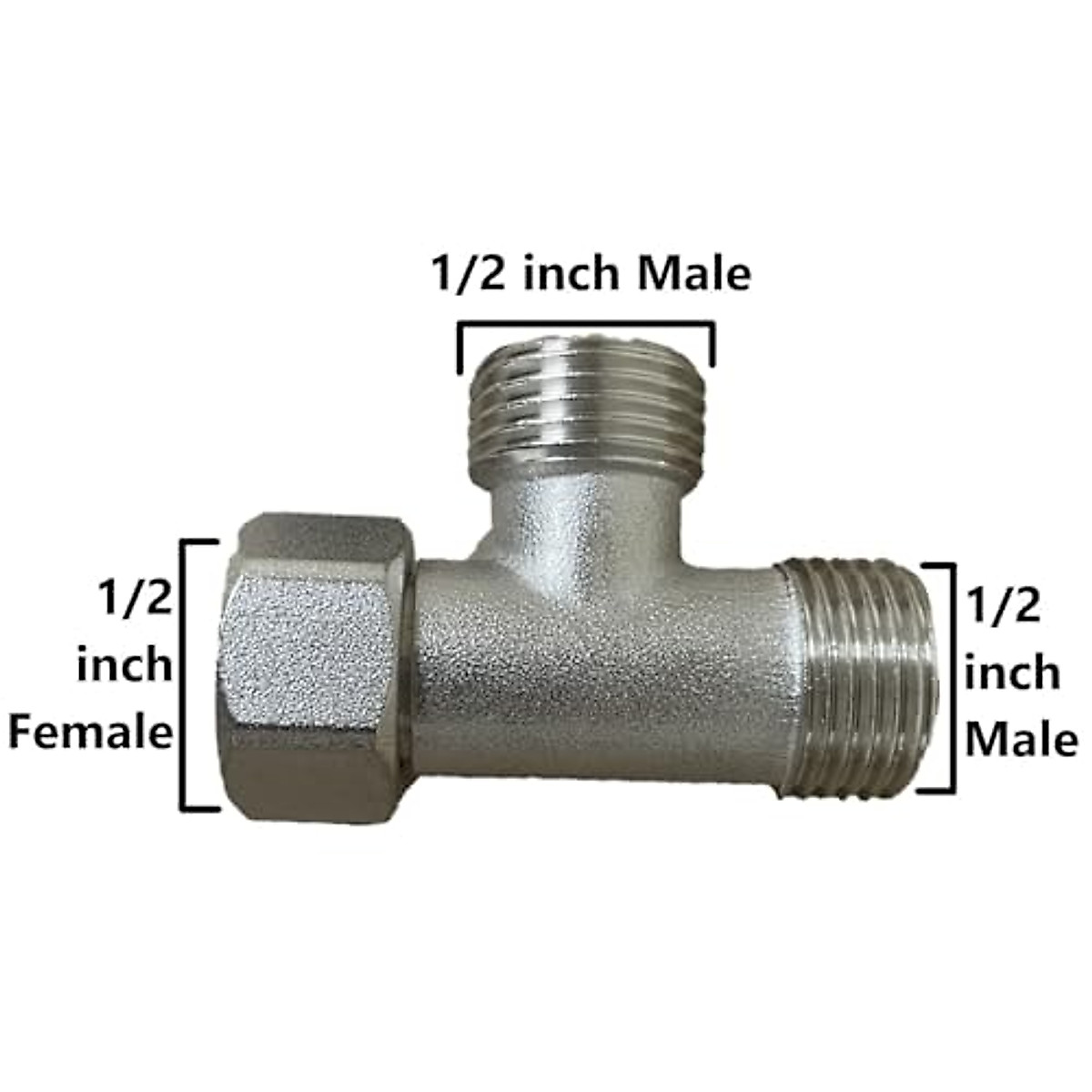 Stainless Steel Bidet T-Adapter 1/2 inch Female, 1/2 inch Male