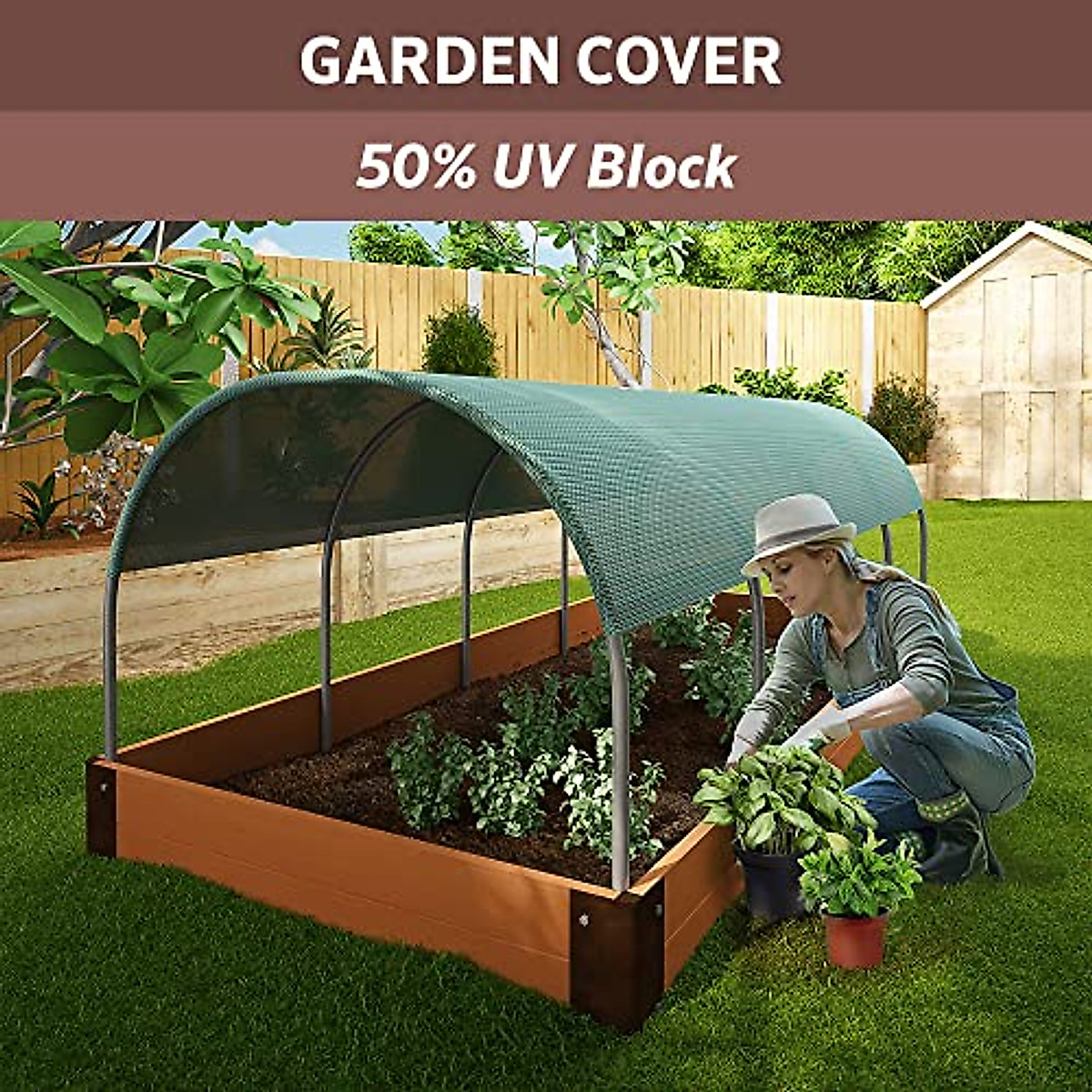 COOLAROO 50% UV Block Shade Cloth Fabric Roll for Garden and Greenhouse, 6' x 15', White