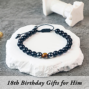 Sereney Happy 18th Birthday Gifts for Boys, Triple Protection Bracelet As Cool Gifts for 18 Year Old Boy, 18th Bday Decoration Jewelry As Gifts for Him Boys Men Male Son Grandson Friend Birthday