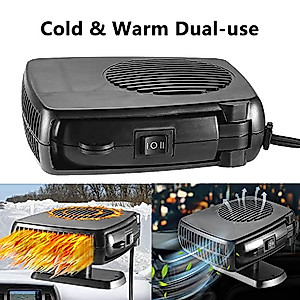 Car Heater Fan 12V 150W Car Defroster, 2 in 1 Portable Vehicle Electronics Car Windshield Defogger - Fast Heating & Cooling Fan, Black, 1 Pack