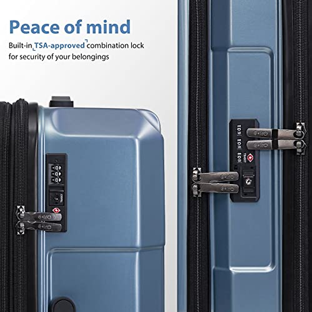 Coolife Luggage Carry On Spinner Suitcase Set with Pocket Compartment Weekend Bag Hardside Trunk (snow white_zipper type, 20in(carry on))