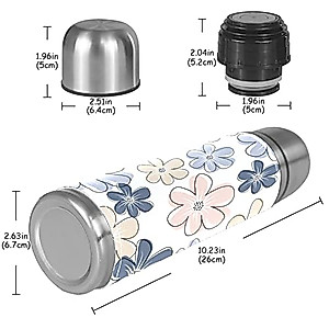Stainless Steel Leather Vacuum Insulated Mug Flower Thermos Water Bottle for Hot and Cold Drinks Kids Adults 16 Oz