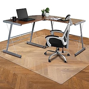 SALLOUS Clear Chair Mat for Hard Floors, 63" x 51" Large Office Chair Mat for Hardwood Floor, Chair Mat for Hard Surface, Floor Protector Desk Mat for Home Office, Gaming Easy Glide (Clear)