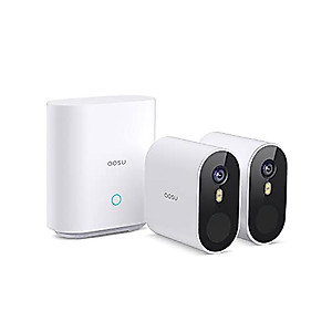 AOSU Security Cameras Wireless Outdoor, 5MP Ultra HD Wireless Security Camera System, 2 Camera kit with 166° Wide Angle, 240-Day Battery Life,Spotlight Camera, 32G Local Storage, No Monthly Fee