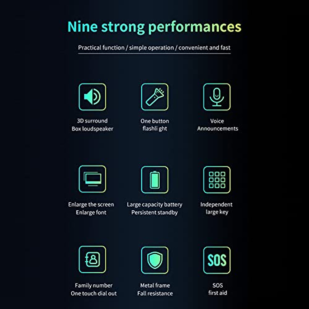 Unlocked Senior Cell Phone, Big Button Dual SIM Senior Phone, Easy to Use Mobile Phone with Large Capacity Battery, Flashlight, SOS Key, Voice Recorder, Calendar, Alarm Clock, Calculator, Green