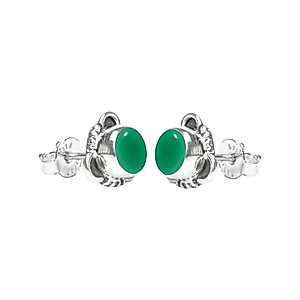 Green Onyx Stone Post Stud Earrings 925 Sterling Silver Gemstone Stud Earrings For Girls Women Jewellery Handmade Earring