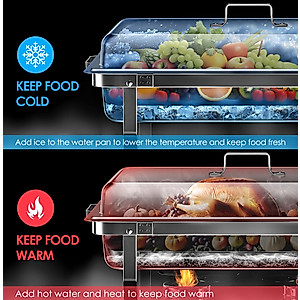 4 Pack Stainless Steel Chafing Dishes Buffet Set with Serving Utensils Sets by Teivio,9 QT Rectangular Silver Chafer Complete Set, Buffet Servers and Food Warmer for Catering, Party, Wedding