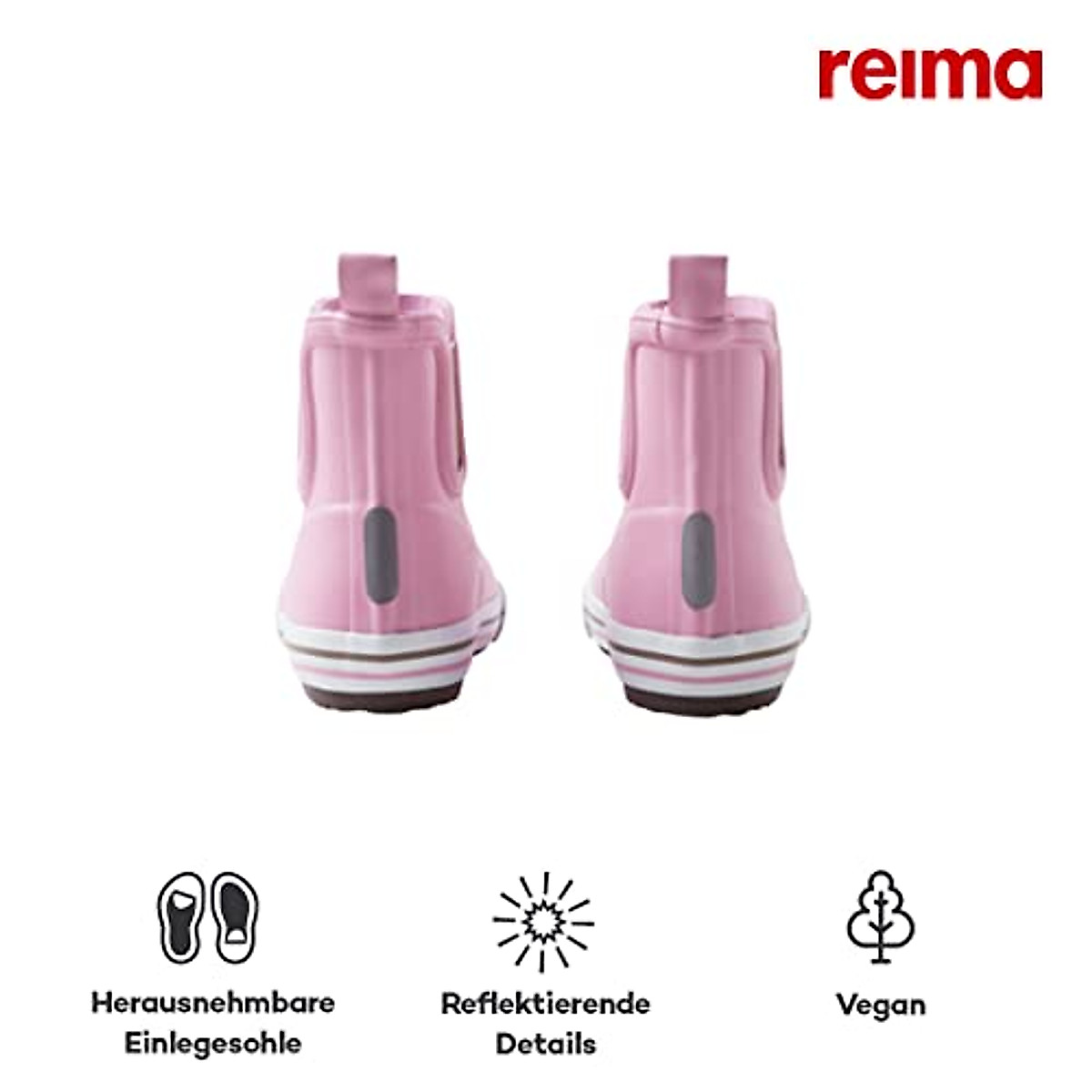 Reima Ankles Waterproof Low Cut Rain Boots Outdoor Rubber Boot for Kids, Light Pink, 13/13.5 Little Kid