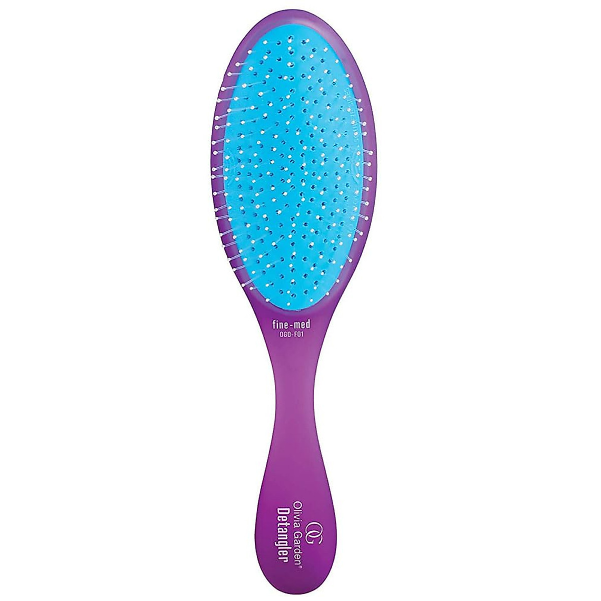 Olivia Garden OG Brush Detangler, removable cushion, scalp hugging shape massages the scalp, for wet or dry hair, for women, men and children, Fine to Medium hair, Purple