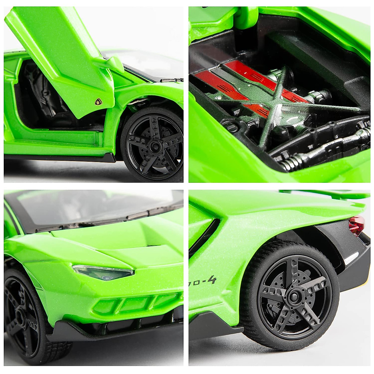 BDTCTK 1:32 LP770 Model Car, Zinc Alloy Pull Back Toy Car with Sound and Light for Kids Boy Girl Green