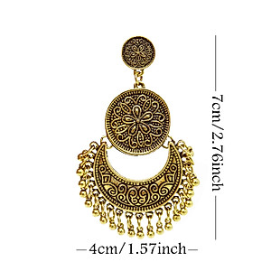 Honbay Bohemian Fashion Earrings National Style Retro Earrings Gypsy Dangle Earrings (Vintage Gold)
