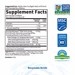 Garden of Life Dr. Formulated Advanced Omega Fish Oil - Lemon, 1,290mg EPA, DHA + DPA in Triglyceride Form, Single Source Omega 3 Supplement for Ultimate Brain & Heart Health, Non-GMO, 180 Softgels