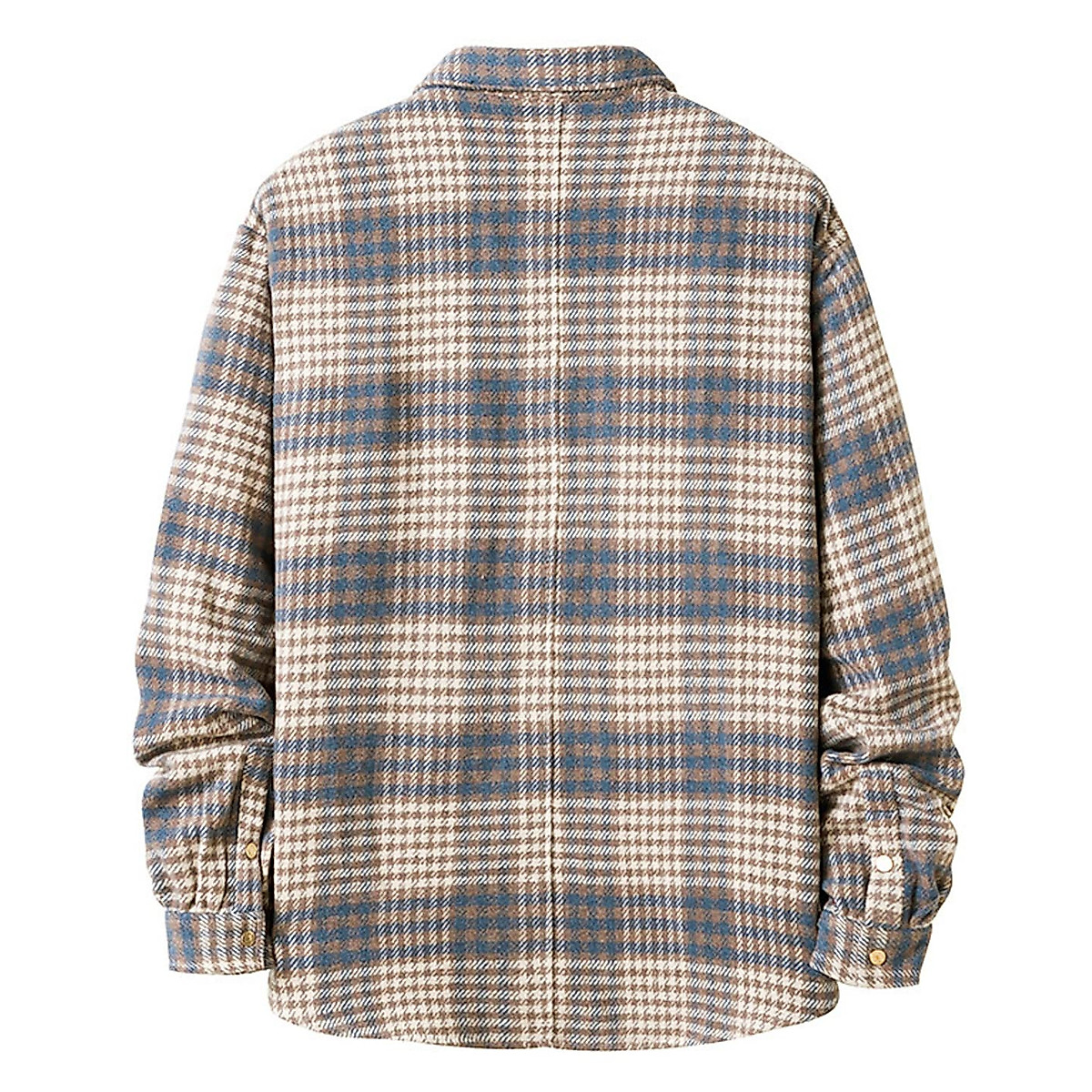 Locachy Men's Casual Cotton Plaid Shirts Long Sleeve Button-Down Flannel Overshirt Jacket Blue Plaid-L