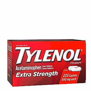 Tylenol Extra Strength Caplets with 500 mg Acetaminophen Pain Reliever Fever Reducer, 225 Count
