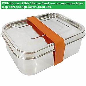 MORE-ECO Classic Stainless Steel Bento Lunch Box Lunch Container Design Holds a Variety of Foods - Metal Bento Box - Dishwasher Safe - Stainless Lid - Stainless 5-in-1