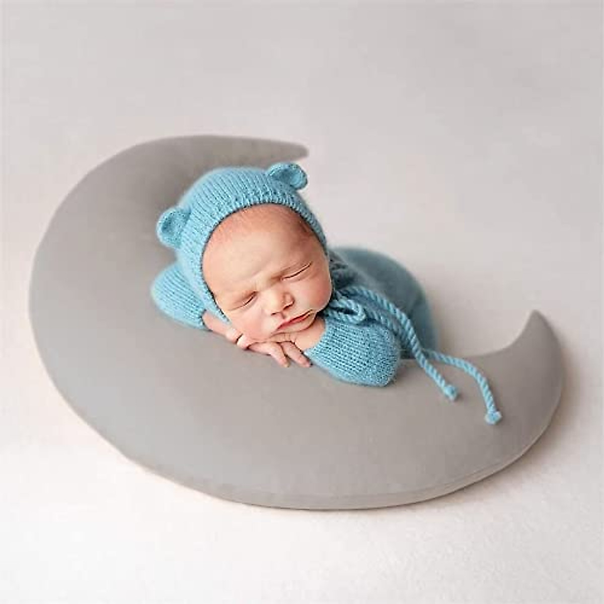 Yarstar 1+4pcs Newborn Photography Pillow Set Newborn Posing Photography Prop Moon Star Baby Picture Prop Newborn Photo Props for Babies Newborn Photography Props Baby Moon Nursery Pillow (C-Grey)