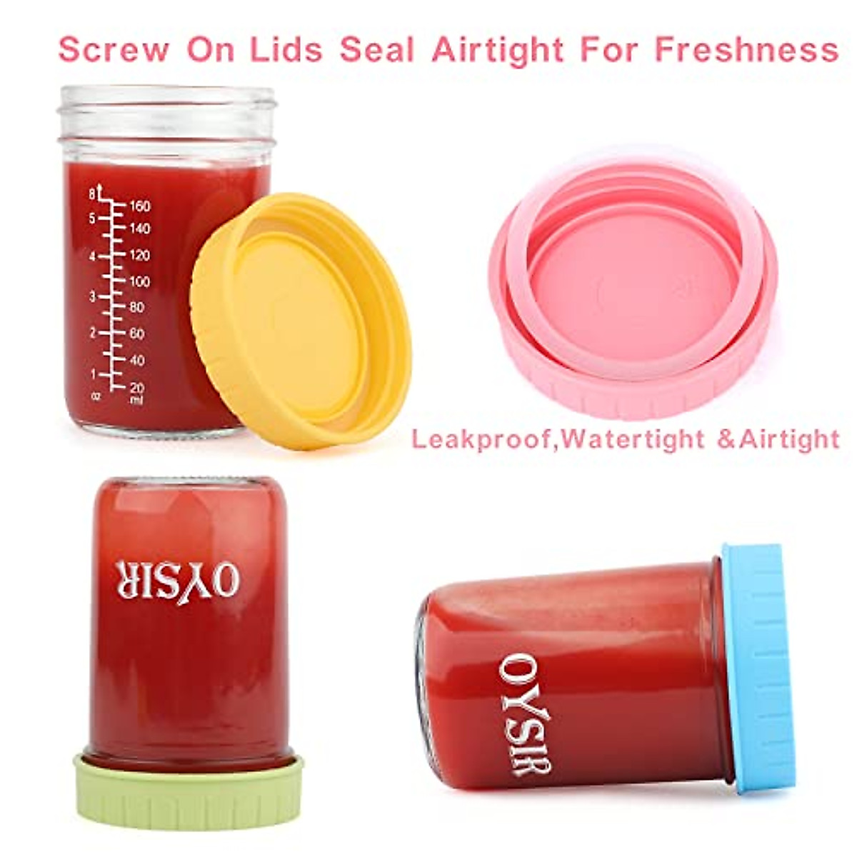 OYSIR 8 OZ Glass Baby Food Storage Containers, 6 Pcs Baby Jars with Lids, Reusable Small Glass Baby Food Containers for Infant & Baby, Freezer, Microwave/Dishwasher Safe