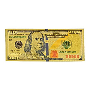 3 Premium Bookmarks for ,Gold $100 Bills - High Quality Thick Book-Mark to Promote Reading with One Hundred Dollar USA Bank Note Design - Great Prize for Classrooms, Book Clubs, Libraries (3 Pack)
