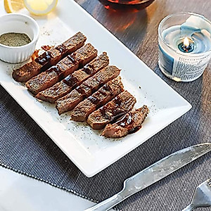 Sweese 705.101 12 Inch Porcelain Rectangular Plates, White Serving Trays for Parties - Stackable, Set of 4